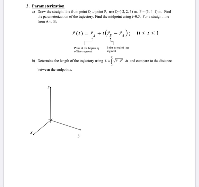 Solved 3. Parameterization a) Draw the straight line from | Chegg.com