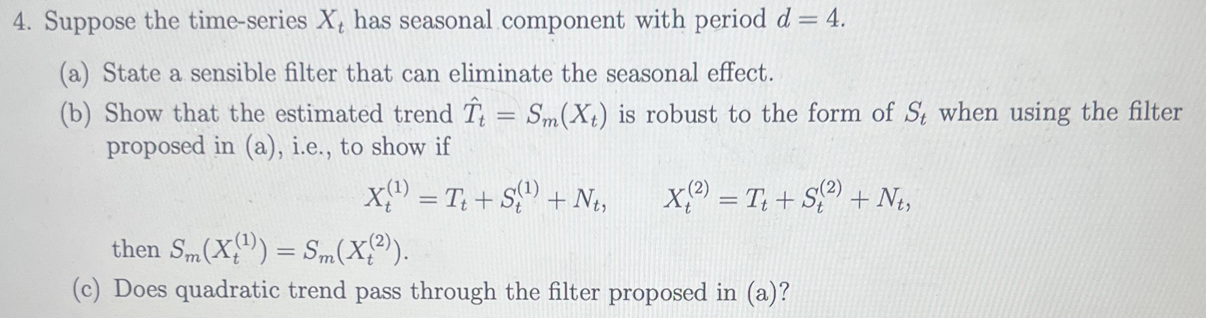 Suppose the time-series xt ﻿has seasonal component | Chegg.com