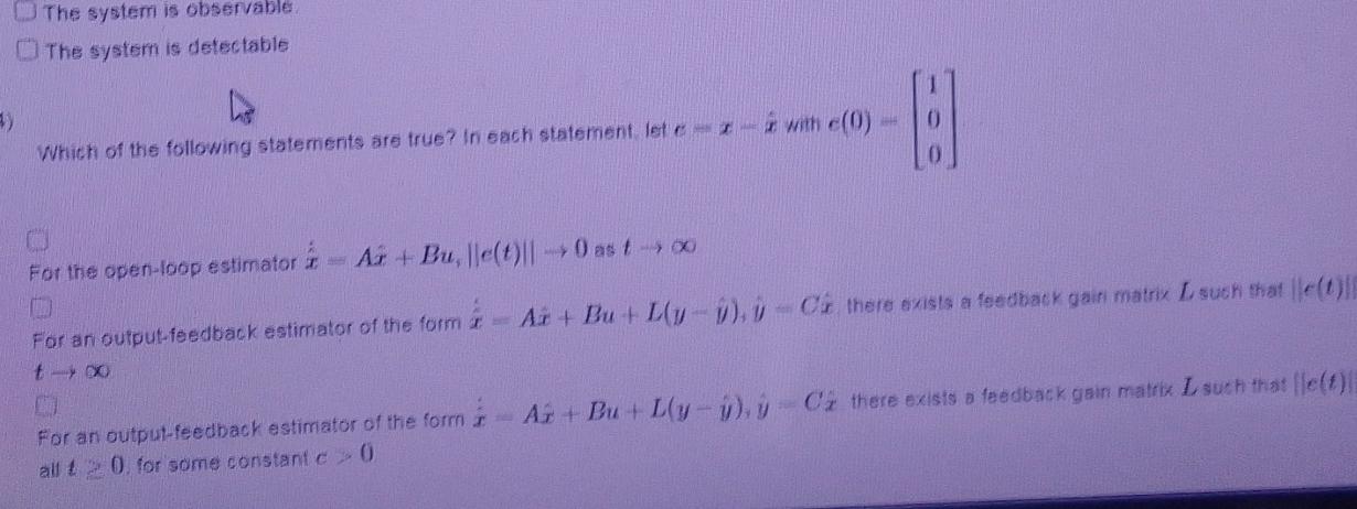 Solved Consider the system x˙=Ax+Bu,y=Cx with | Chegg.com