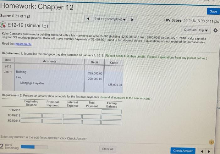 Solved Save Homework: Chapter 12 Score: 0.21 of 1 pt %E12-19 | Chegg.com