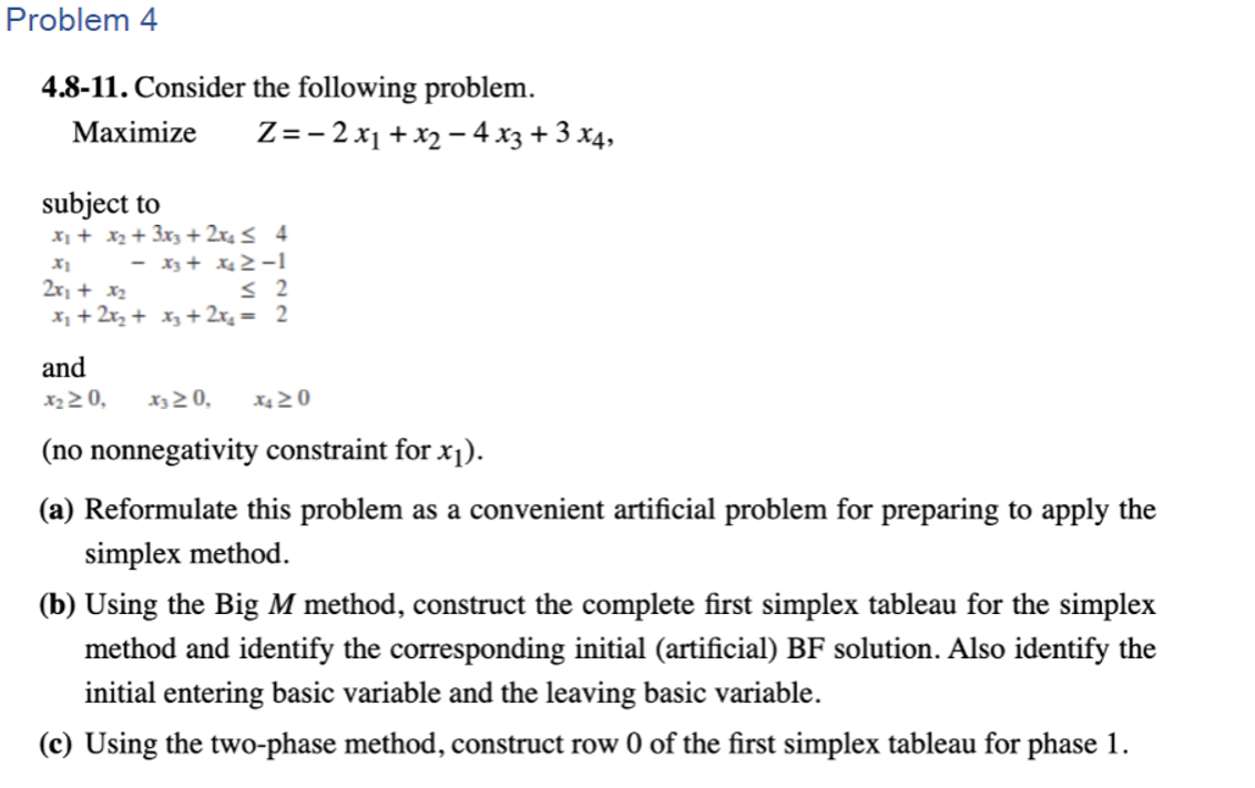 Solved Problem 44.8-11. ﻿Consider the following problem. | Chegg.com