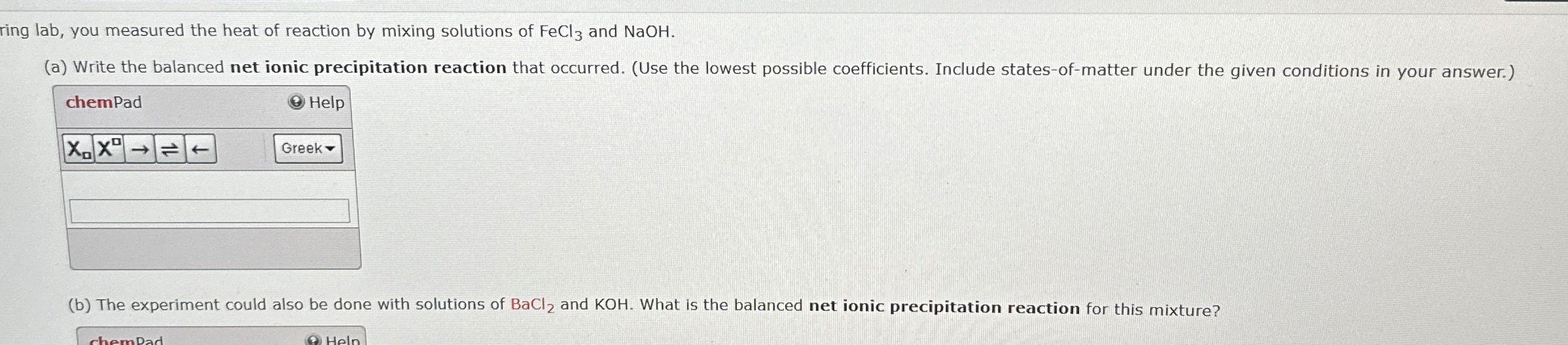 Solved ring lab, you measured the heat of reaction by mixing | Chegg.com