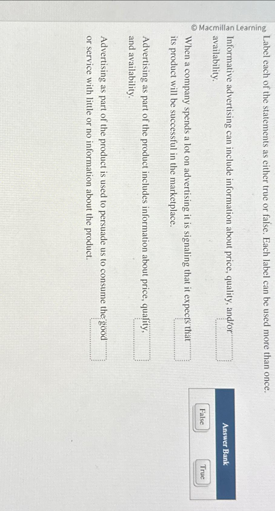 Solved as Label each of the statements as either true or | Chegg.com