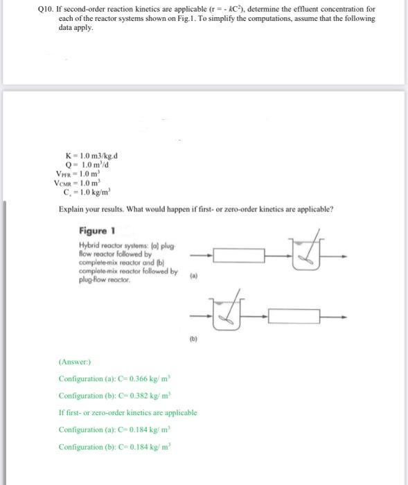 Solved Q10. If second-order reaction kinetics are applicable | Chegg.com