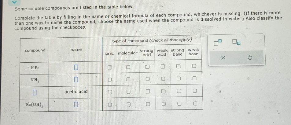 Solved Some soluble compounds are listed in the table | Chegg.com