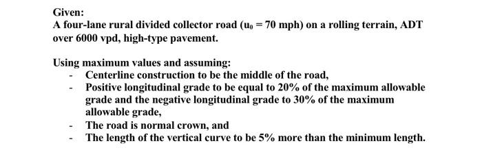 Solved Given: A four-lane rural divided collector road (u. = | Chegg.com