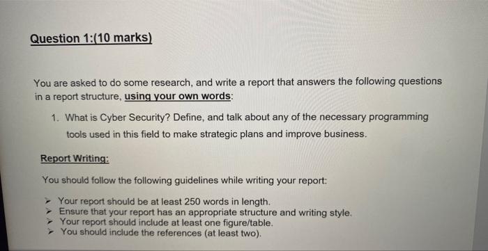 Solved You are asked to do some research, and write a report | Chegg.com