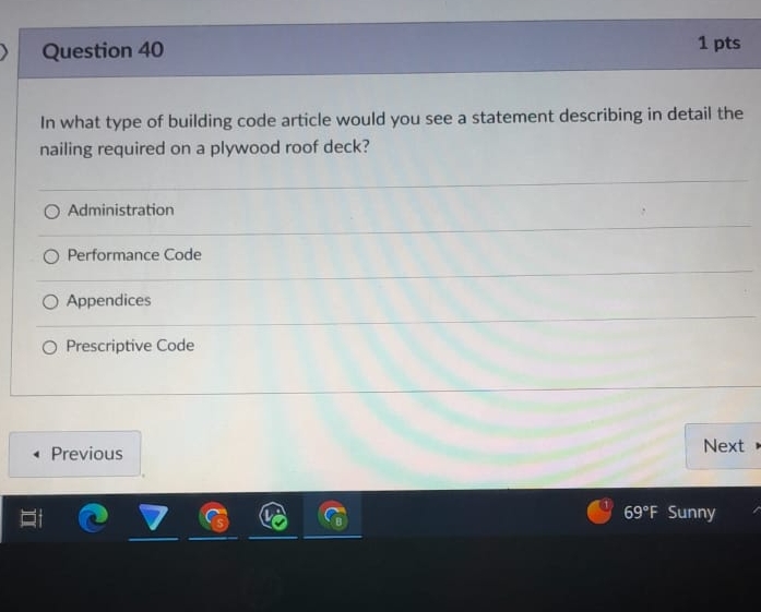 Solved Question 401 ﻿ptsIn what type of building code | Chegg.com