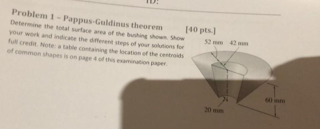 Solved Problem 1 - Pappus-Guldinus theorem [40 pts.] | Chegg.com