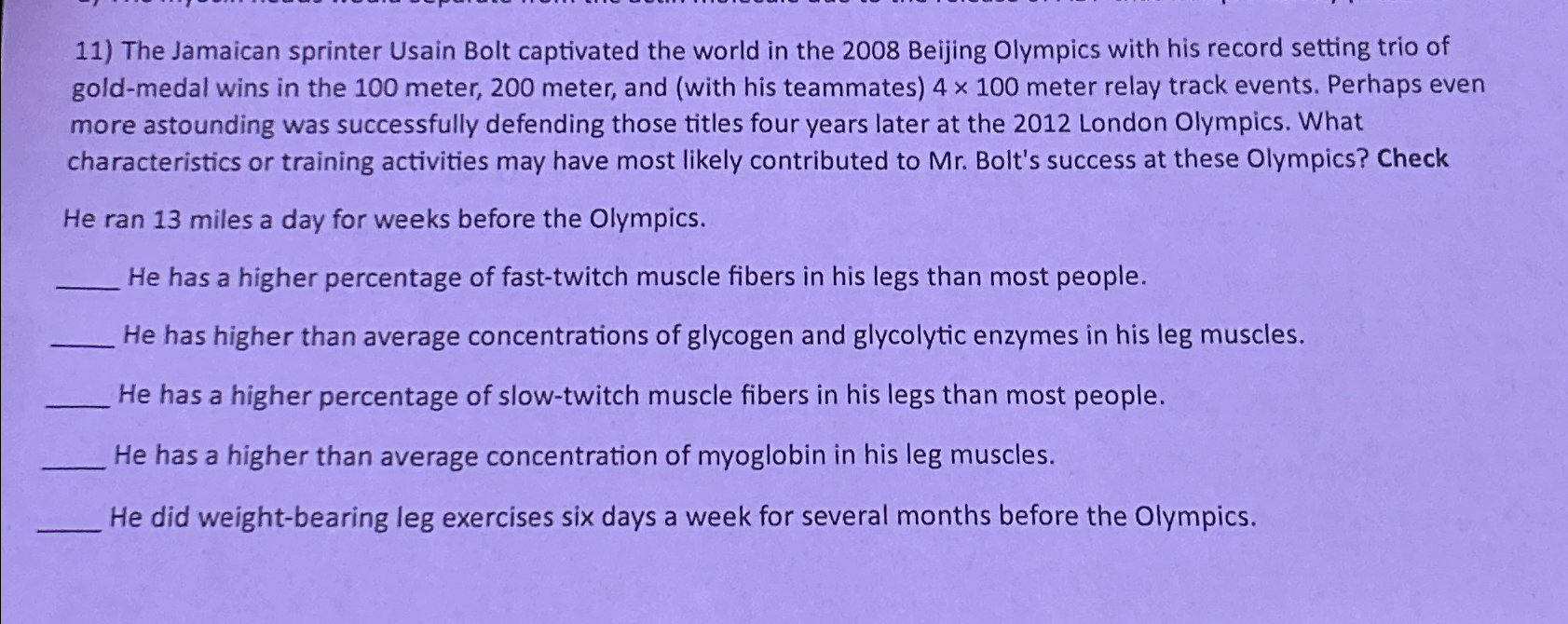 Solved The Jamaican sprinter Usain Bolt captivated the world | Chegg.com