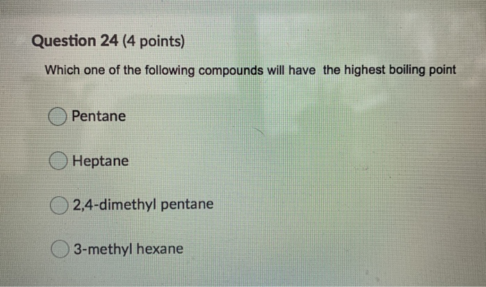 Solved Question 24 (4 points) Which one of the following | Chegg.com