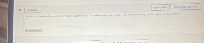 Solved 16. DETAILS MYNOTES ASK YOURTEACHER | Chegg.com