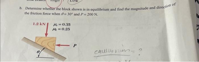 Solved b. Determine whether the block shown is in | Chegg.com