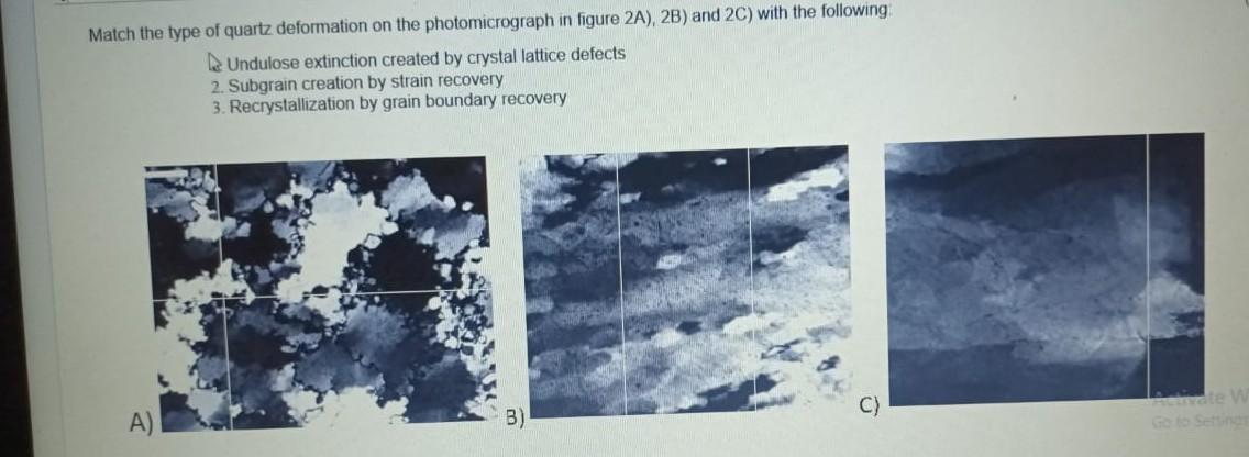 Solved Match the type of quartz deformation on the | Chegg.com
