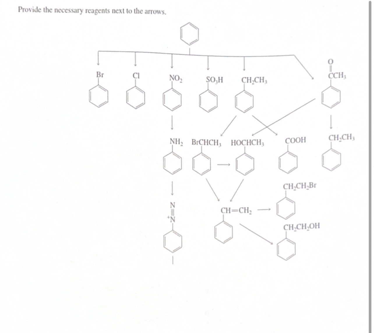 Solved Provide the necessary reagents next to the arrows. | Chegg.com