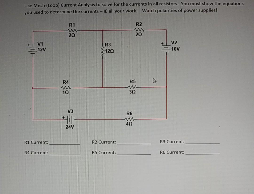Solved Use Mesh (Loop) Current Analysis to solve for the | Chegg.com