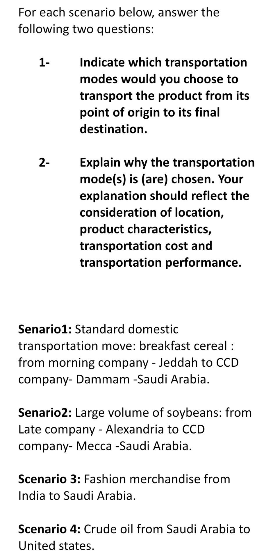 Solved For each scenario below, answer the following two | Chegg.com