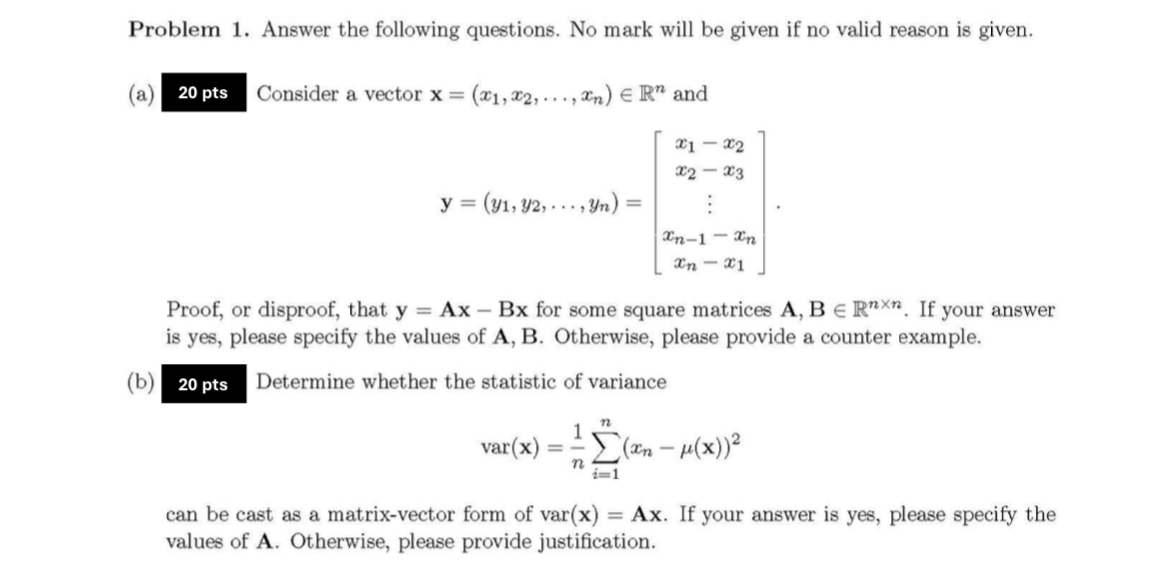 Solved Problem 1. ﻿Answer the following questions. No mark | Chegg.com
