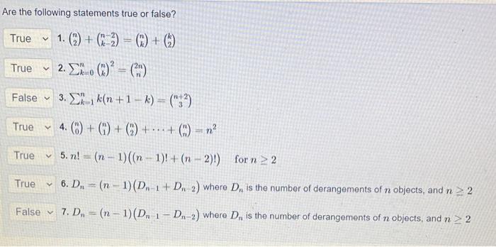 Solved Are the following statements true or false? True - 1. | Chegg.com