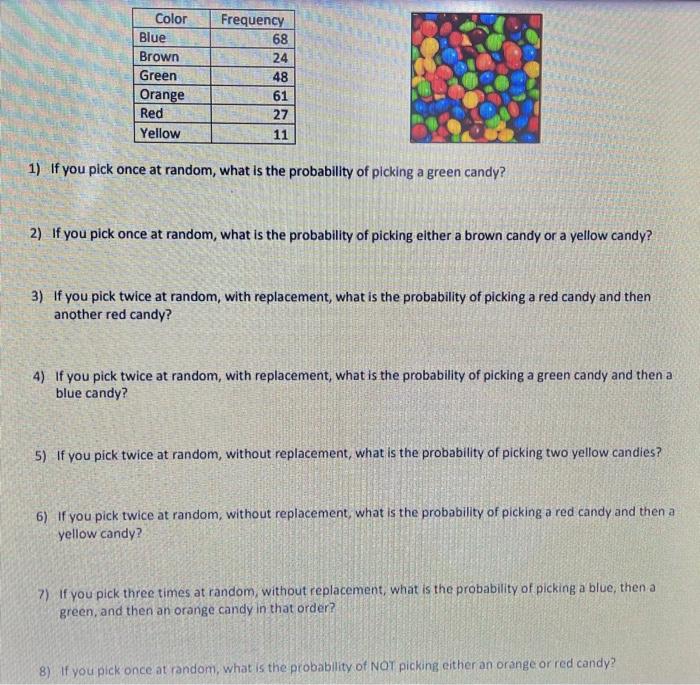 Solved 1) If you pick once at random, what is the | Chegg.com