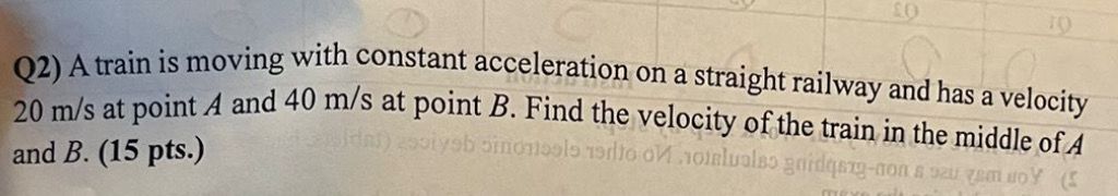 Solved Q2) ﻿A train is moving with constant acceleration on | Chegg.com