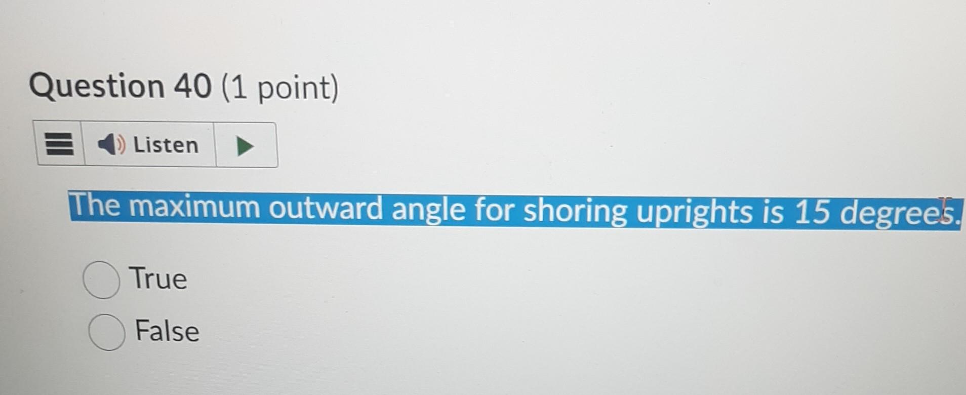 Solved The maximum outward angle for shoring uprights is 15 | Chegg.com