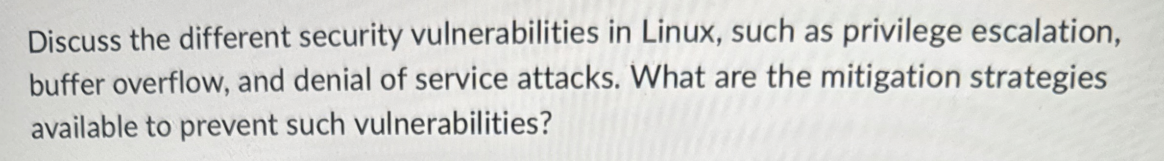 Solved Discuss the different security vulnerabilities in | Chegg.com