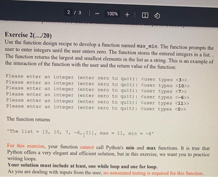 Solved Exercise 2(…/20) Use the function design recipe to | Chegg.com