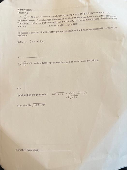 Solved Section 4 1 1 Consider The Given Functions F And