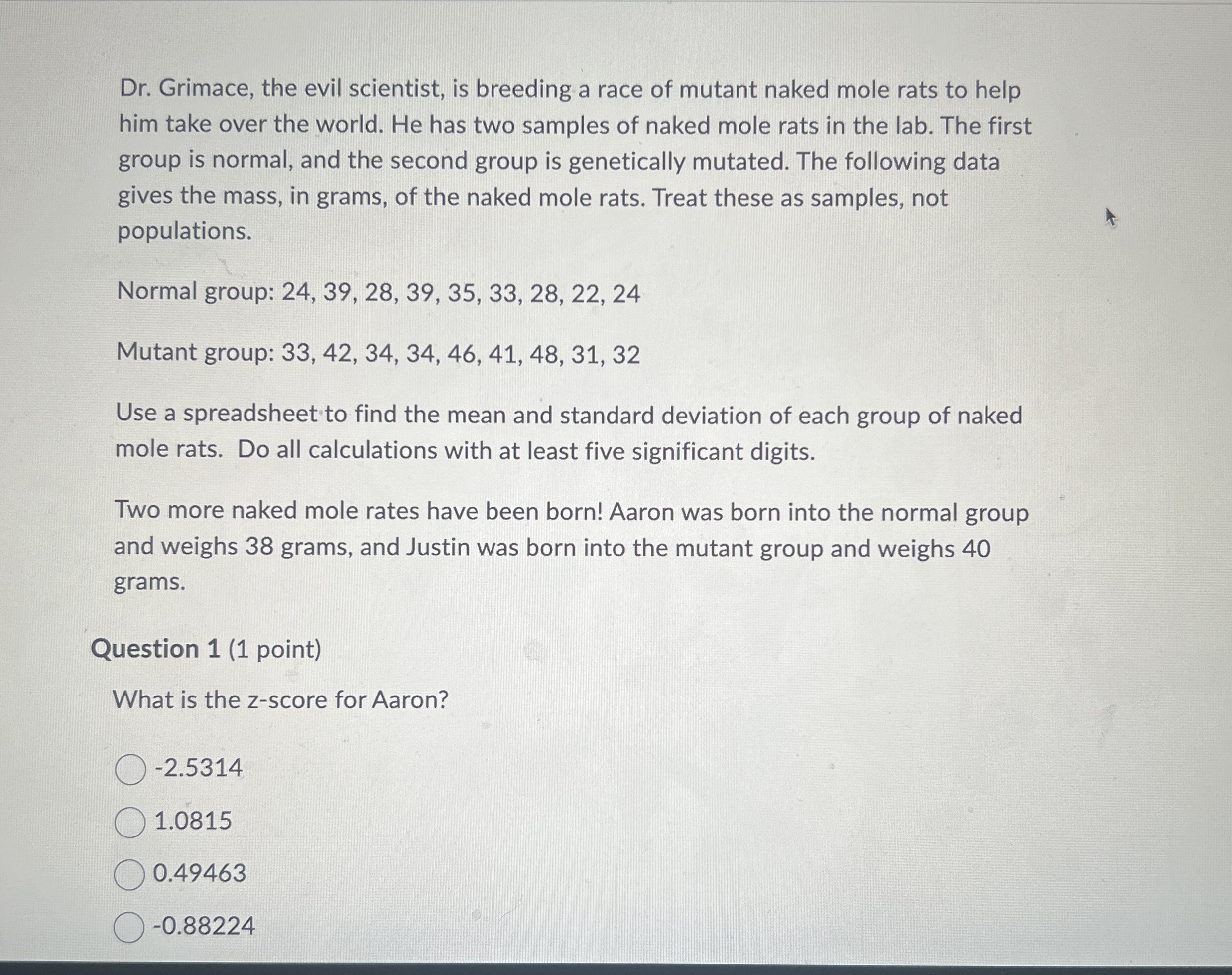 Solved Dr. ﻿Grimace, the evil scientist, is breeding a race | Chegg.com