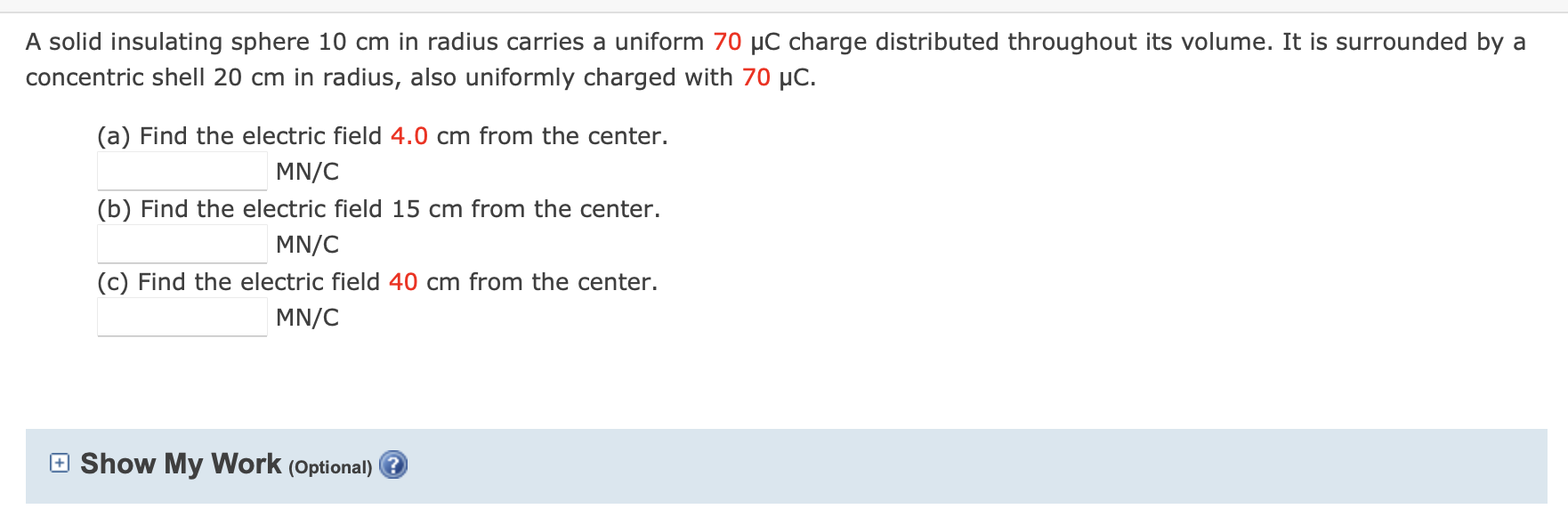 Solved A solid insulating sphere 10 ﻿cm in radius carries a | Chegg.com