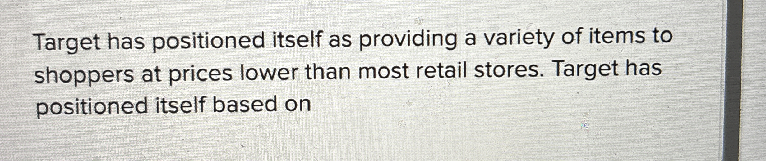 Solved Target has positioned itself as providing a variety | Chegg.com