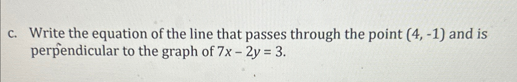 Solved c. ﻿Write the equation of the line that passes | Chegg.com