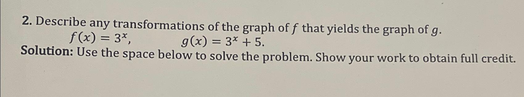 Solved Describe any transformations of the graph of f ﻿that | Chegg.com