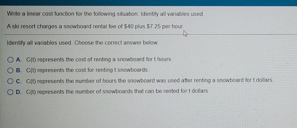 Solved Write a linear cost function for the following | Chegg.com