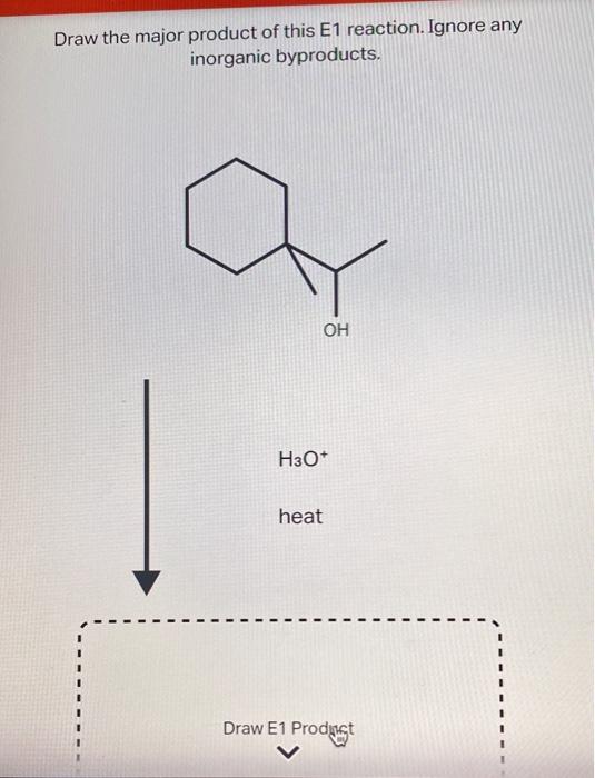 Solved Draw the major product of this E1 reaction. Ignore | Chegg.com
