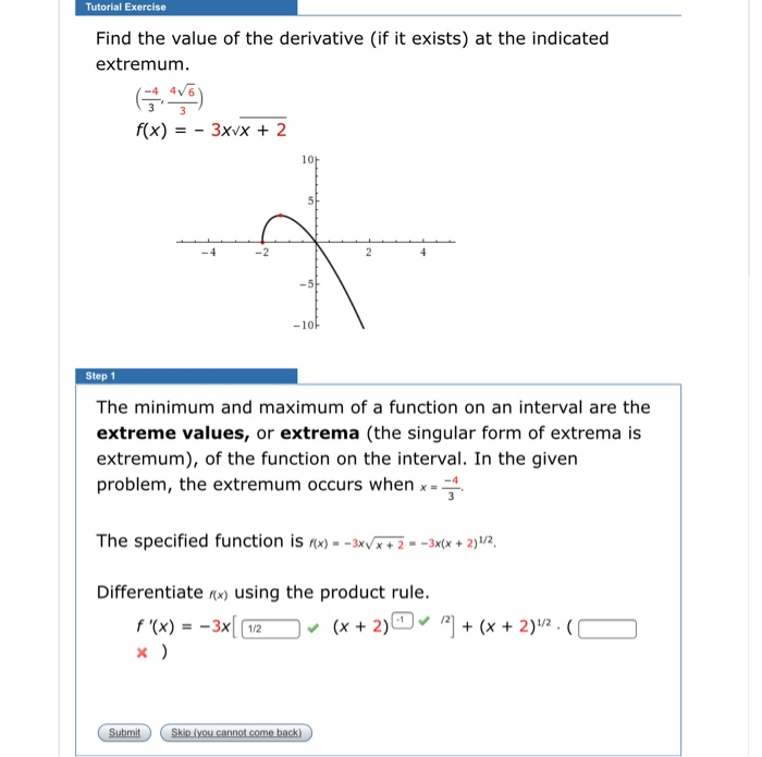 Solved Tutorial Exercise Find the value of the derivative | Chegg.com