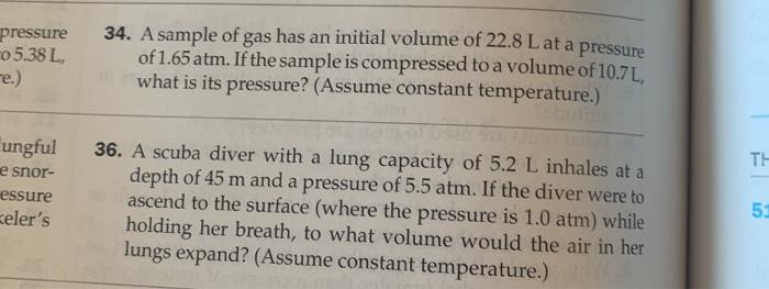 Solved pressure ro5.38 L, e.) 34. A sample of gas has an | Chegg.com