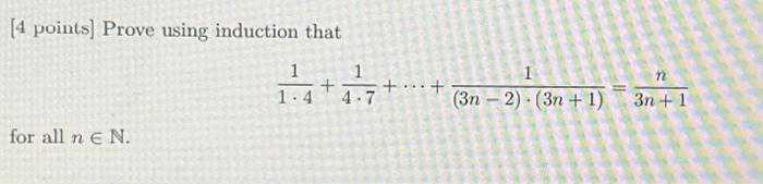 Solved [ 4 points] Prove using induction that | Chegg.com