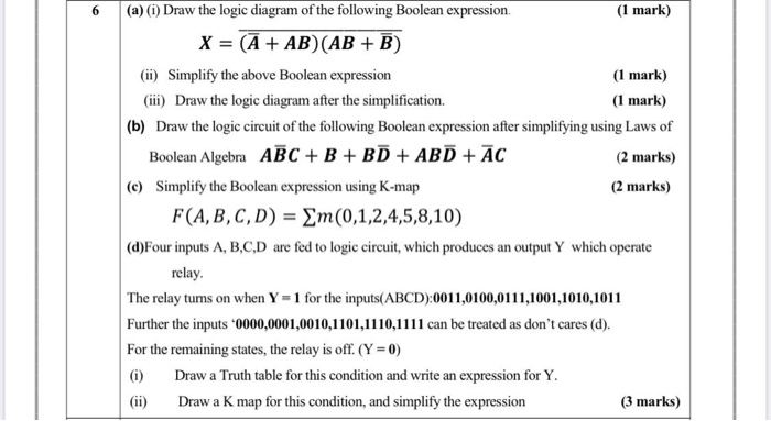 Solved 6 (a) () Draw the logic diagram of the following | Chegg.com