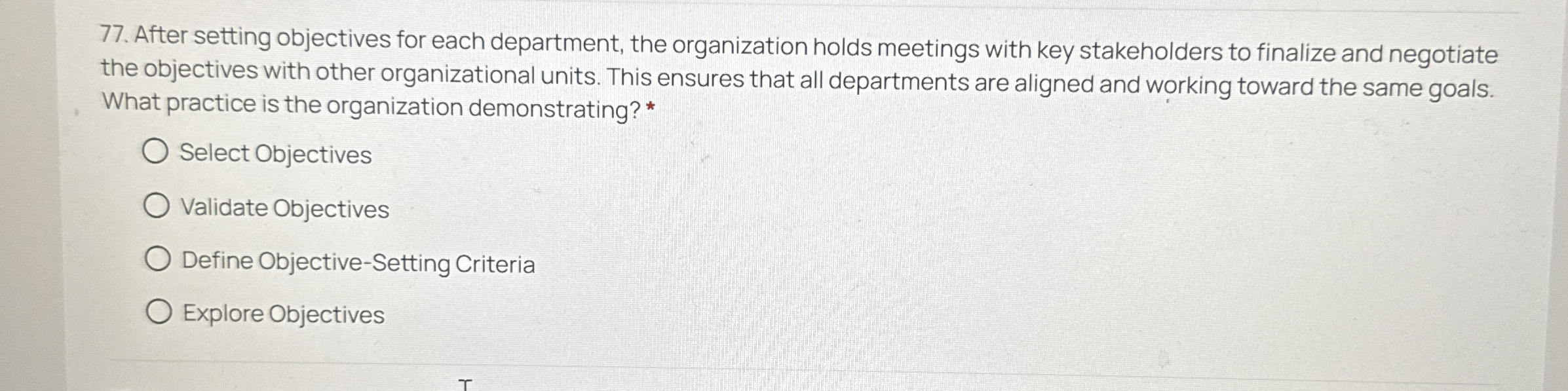 Solved After setting objectives for each department, the | Chegg.com