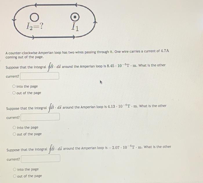Solved A counter-clockwise Amperian loop has two wires | Chegg.com