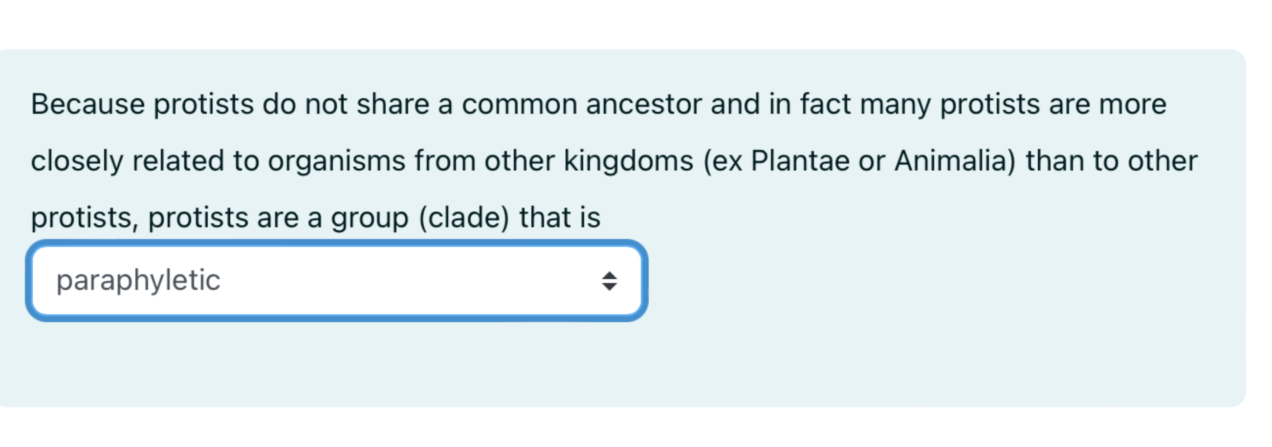 Solved Because protists do not share a common ancestor and | Chegg.com