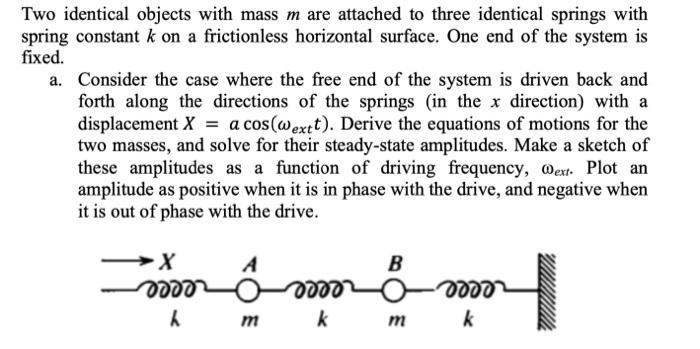 Solved Two identical objects with mass m are attached to | Chegg.com