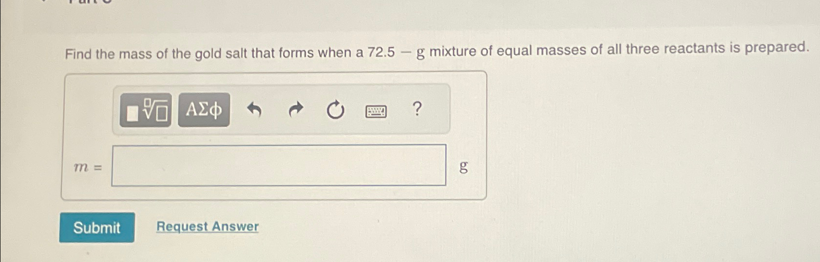 Solved Find the mass of the gold salt that forms when a | Chegg.com