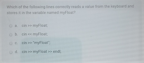 Solved Which of the following lines correctly reads a value | Chegg.com