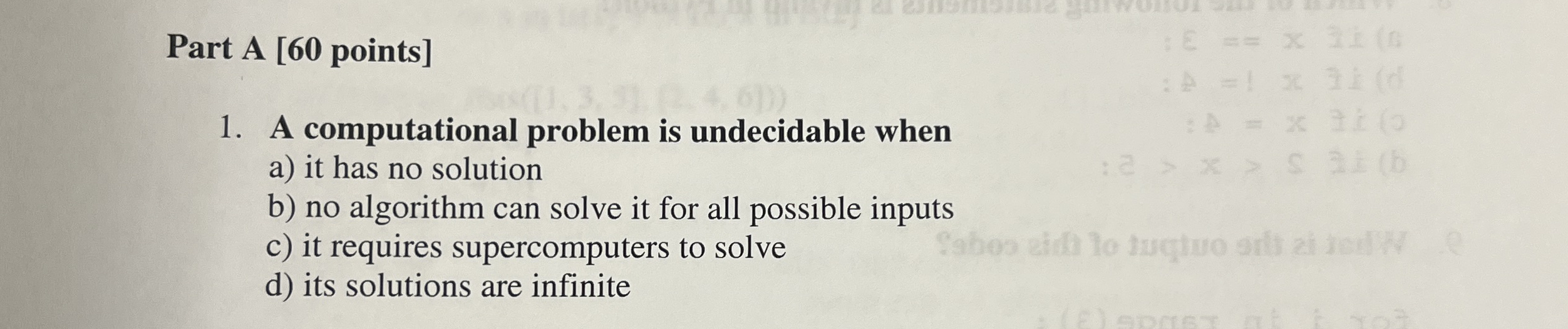 Solved Part A [60 ﻿points]A computational problem is | Chegg.com