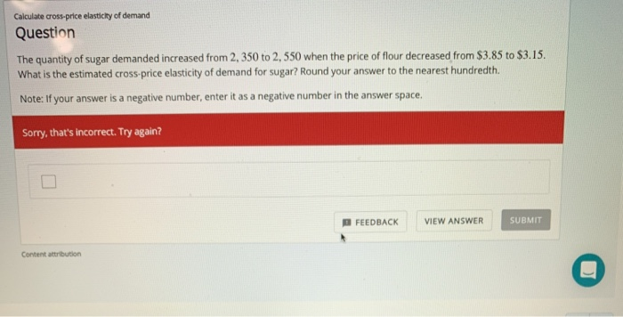 Solved Calculate cross-price elasticity of demand Question | Chegg.com