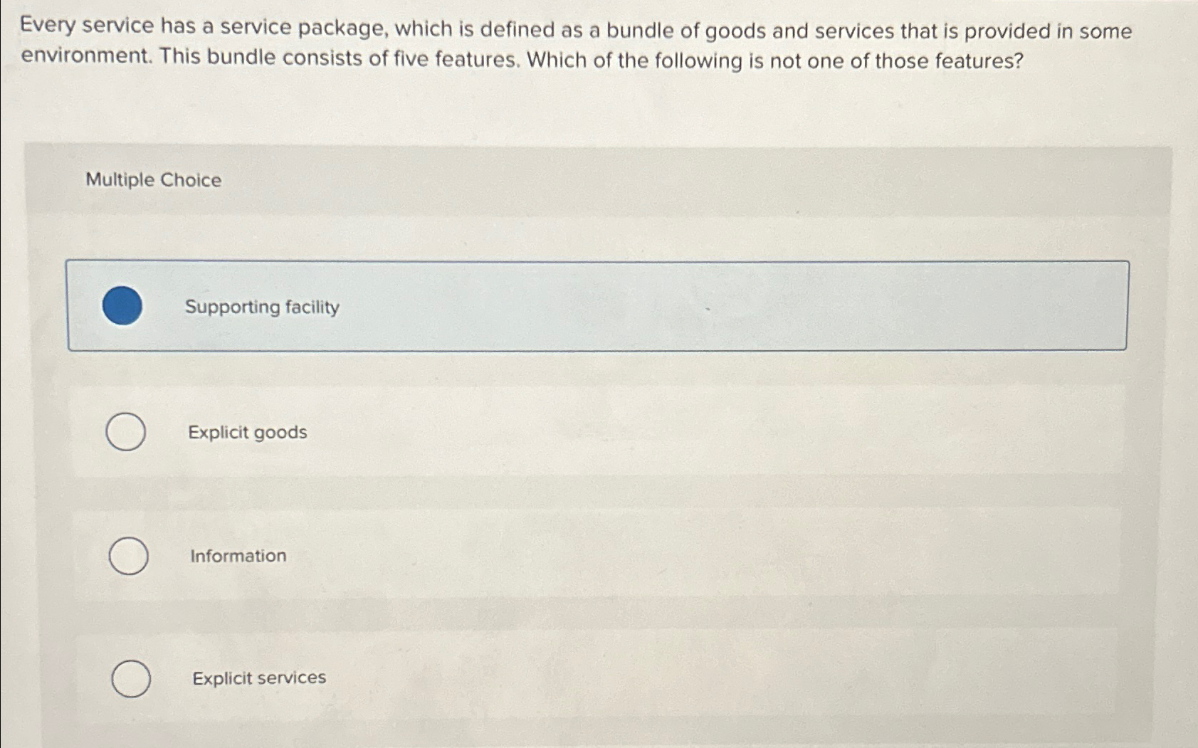 Solved Every service has a service package, which is defined | Chegg.com