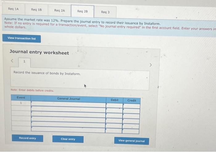 Solved Journal entry worksheet Record the issuance of bonds | Chegg.com